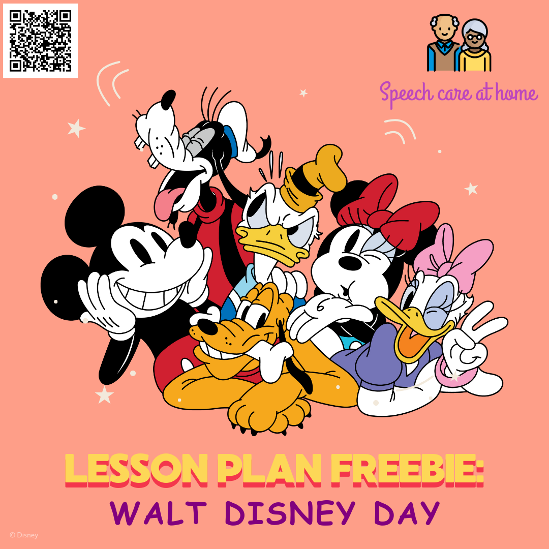 Lesson Plan Freebie: Walt Disney Day - Speech Care at Home | Speech ...